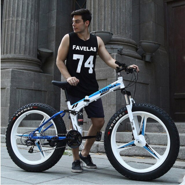 Folding Bike 3 Knife 26 Inches Snowmobile 4.0 Super Wide Tire Mountain ...
